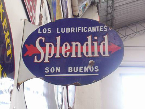 Cartelo enlozado lubricantes SPLENDID - Autos Antiguos Rafa